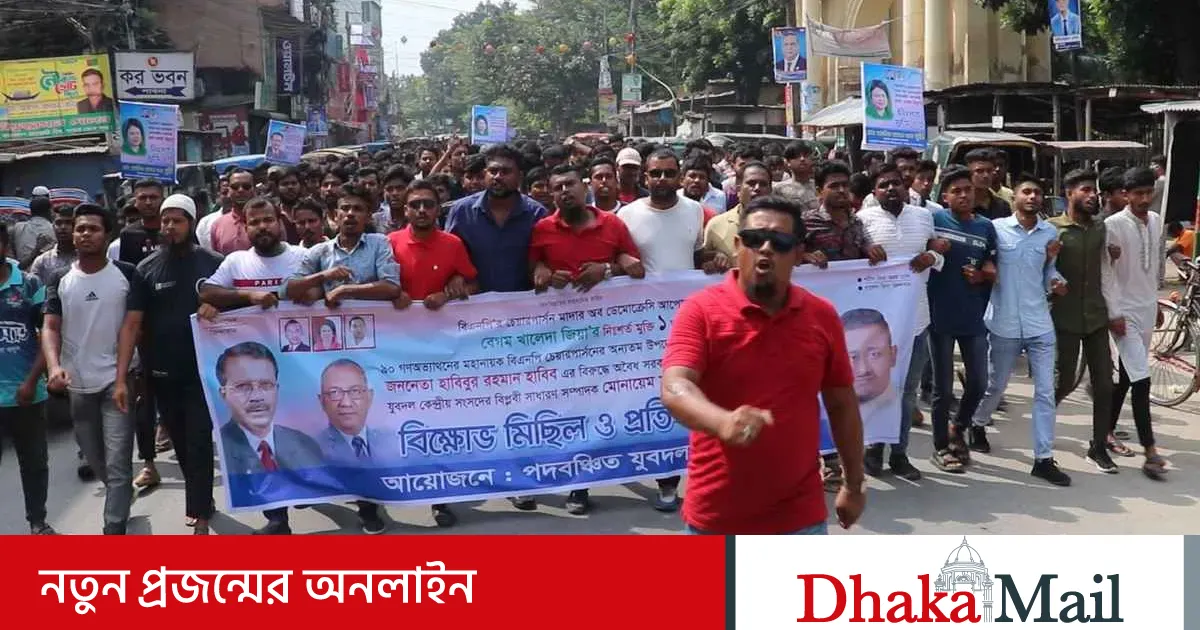 হাবিবকে কারাদণ্ডের প্রতিবাদে পাবনা পদবঞ্চিত যুবদলের বিক্ষোভ